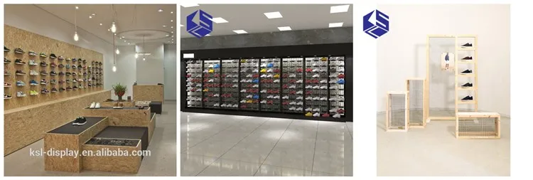 Men Shoes Store Display Racks - Slatwall Shoe Rack Cabinet