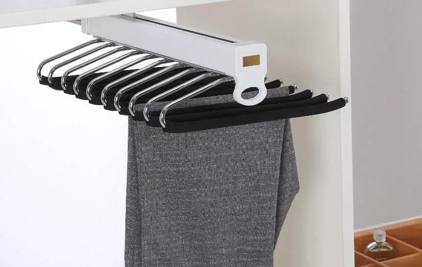 Top Mounted Pants Racks - Soft Close for Wardrobe Organization