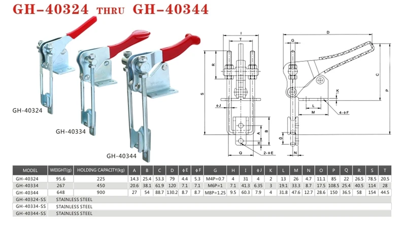 GH-40324/40334/40344 90 Degree Latch Type Toggle Clamp Adjustable ...