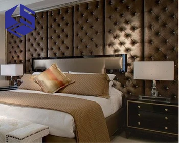 Foshionable Design Silk Padded Curved Pattern Leather Wall Panel For ...