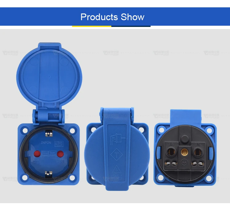 Electrical Ip44 Waterproof Eu Style Schuko Socket With Earth / European ...