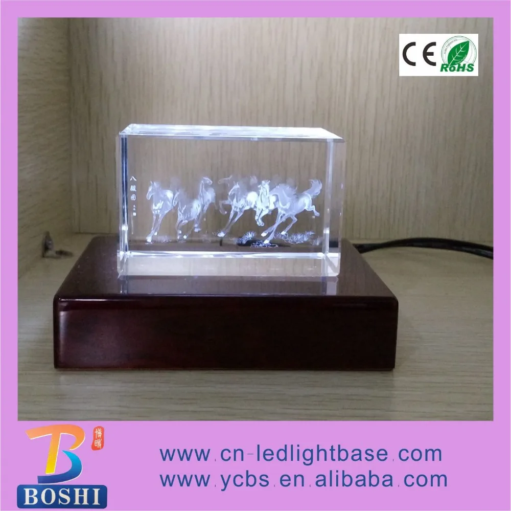 10 White Lights Rectangle Black Plastic Led Light Base Crystal Display ...