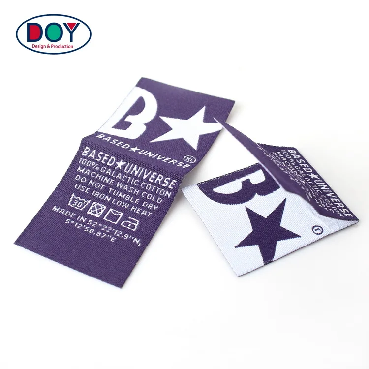 Jacquard Factory Custom Name Logo Cheap Centerfold Woven Wash Care ...