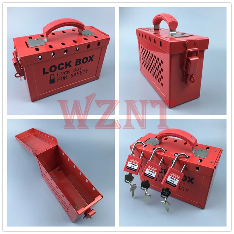 Steel Safety Padlock Box Safety Box Portable Metal Lock Box - Red - Buy ...
