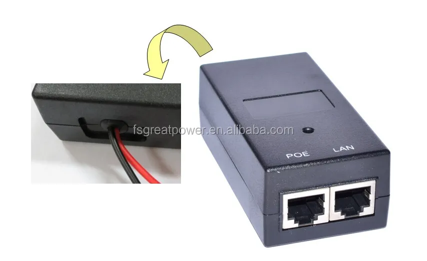 Passive Poe Injector 48v 56v Dc Input 100mbps Mega Ethernet Rj45 ...