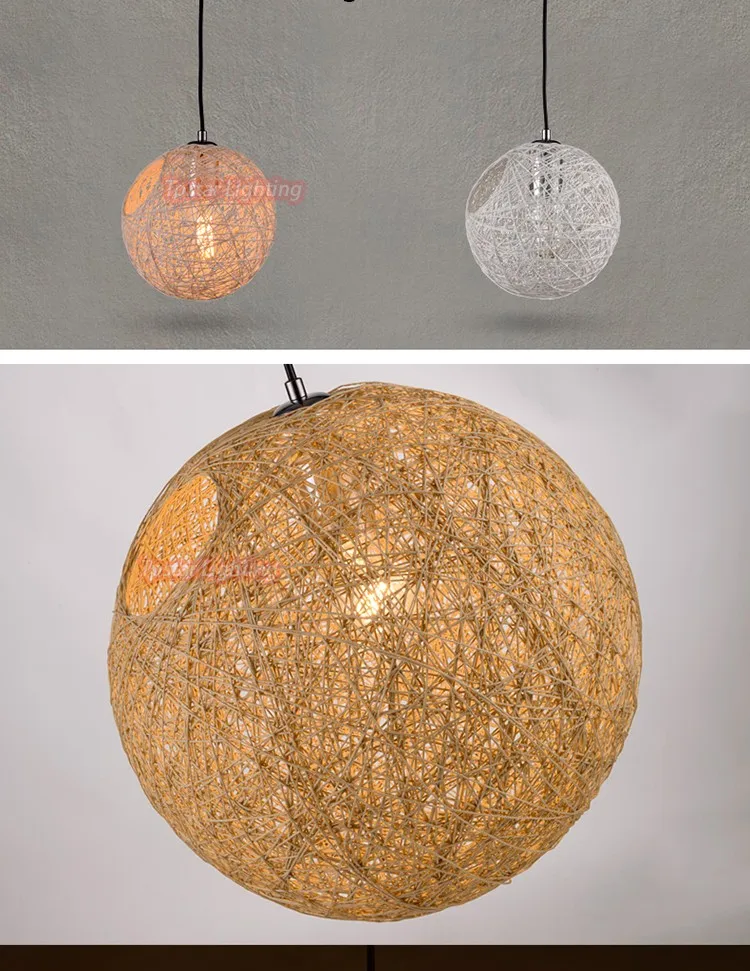 Easy Fit Lights Lamp Modern Wicker Rattan Abaca Ball Ceiling Pendant ...