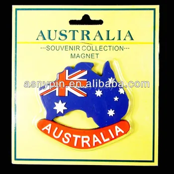 Australian Souvenir Rubber Fridge Magnet Australia Flag Map Boomerang ...