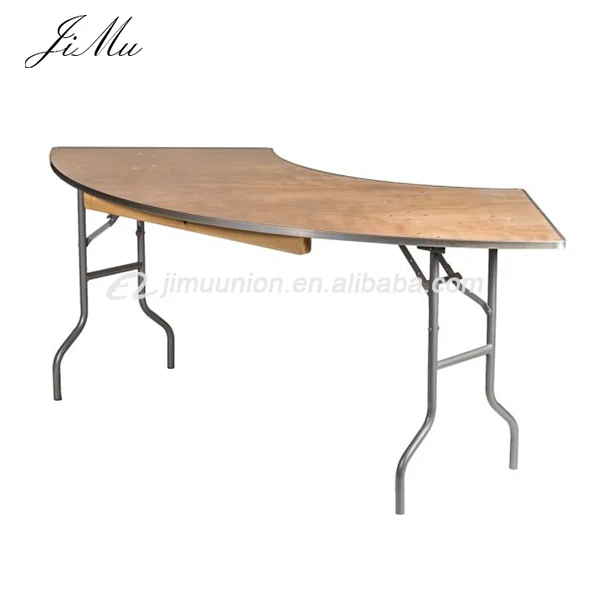 Wholesale Serpentine Wood Iron Legs Folding S Shape Tables