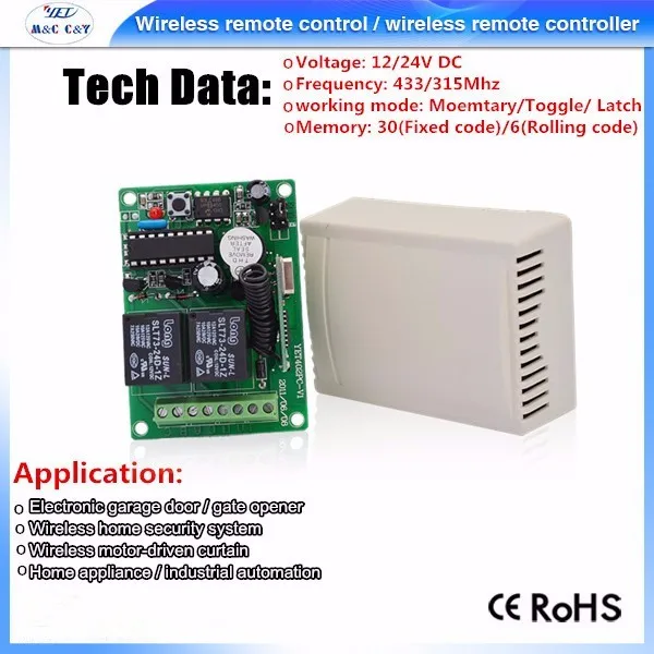 2 Channel 10a Relays 433mhz Dc12v 24v Wireless Rf Receiver With ...