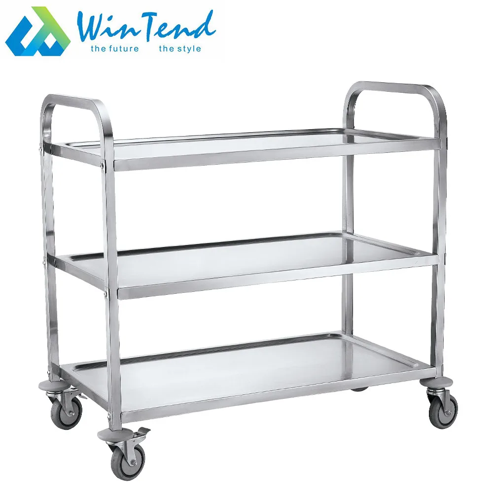 2 Tier Stainless Steel Detachable Serving Trolley Cart Clearing Trolley ...