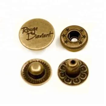 Decorative Round Engraved Brass Custom Metal Snap Fasteners Snap Button ...