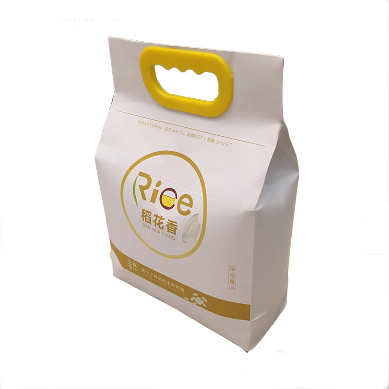 Eco Friendly Strong Custom Printing White Kraft Rice Paper Bag With ...