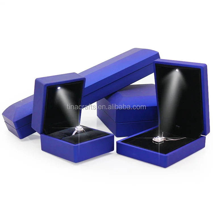 Leather Led Jewelry Box Wedding Ring Pendant Necklace Boxes With Led ...