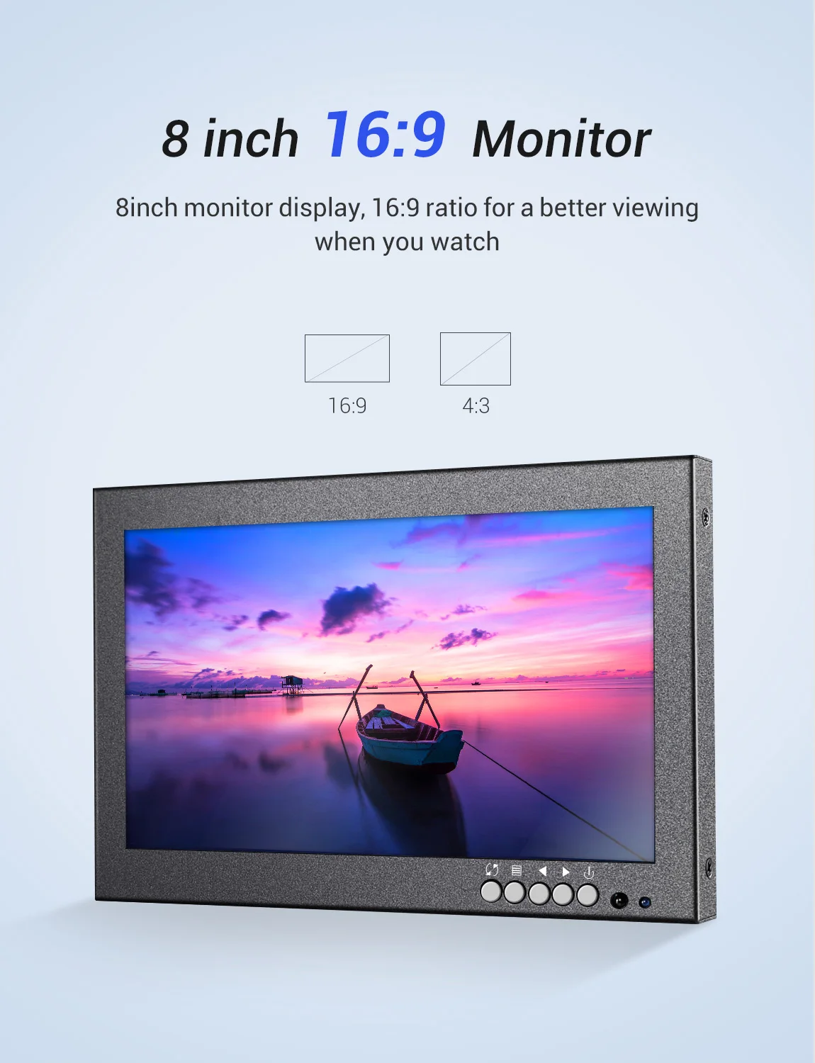 Eyoyo 8 Inch 16:9 Monitor,Portable 1280x720 High-resolution Ips Full ...