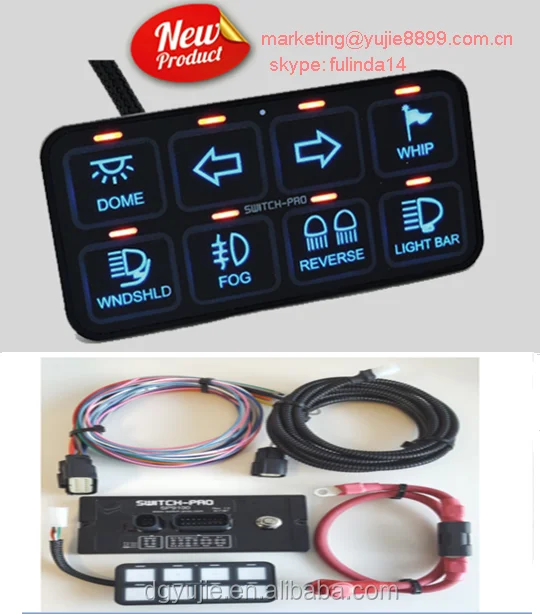 8 Gang Led On-off Car Control Switch Panel With Wiring Harness And ...