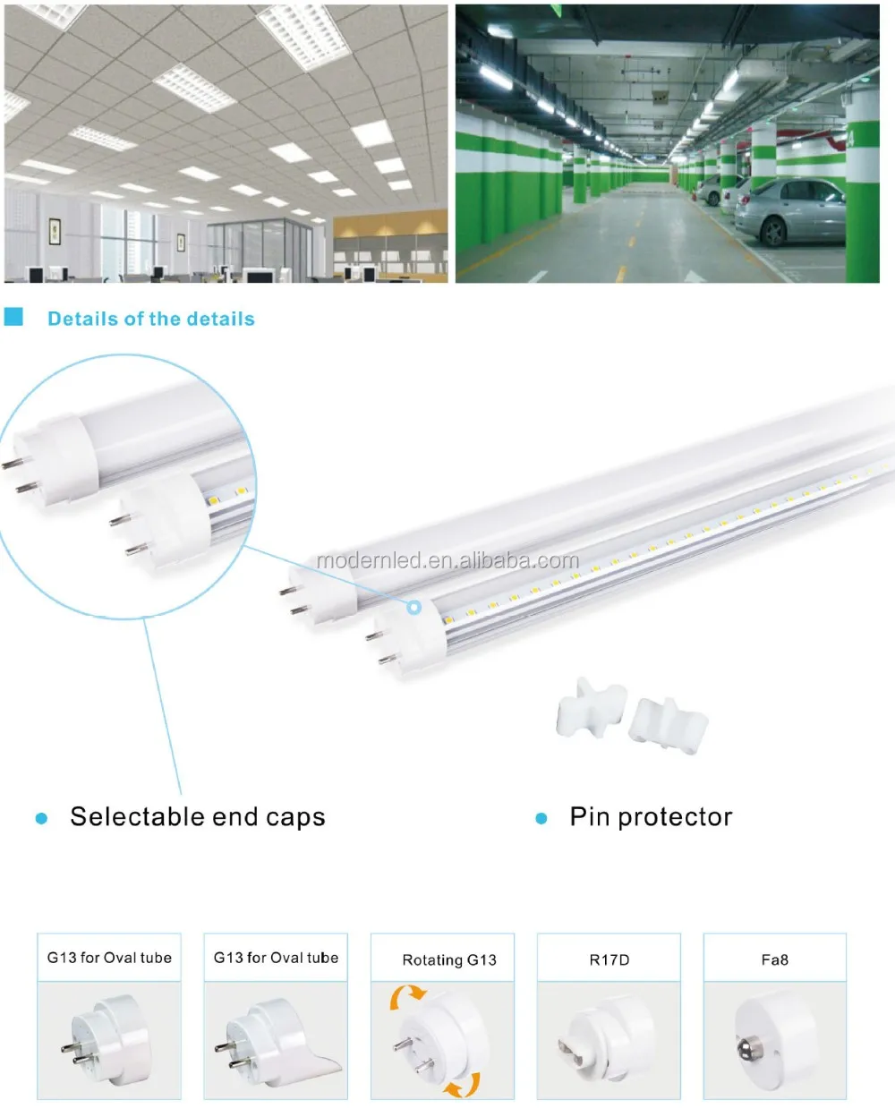 8 Foot T8 Led Tube Integrated With Single Pin 6ft Led Shop Lighting ...