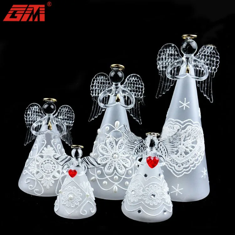 Handmade Blown Small Lighted Spun Glass Angel - Buy Glass Angel Product ...