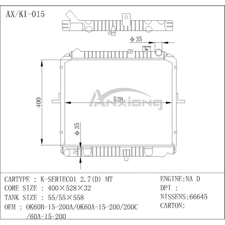 Car Radiator Oem Ok60b-15-200a/ok60a-15-200/ok60b-15-200c/60a-15-200 ...