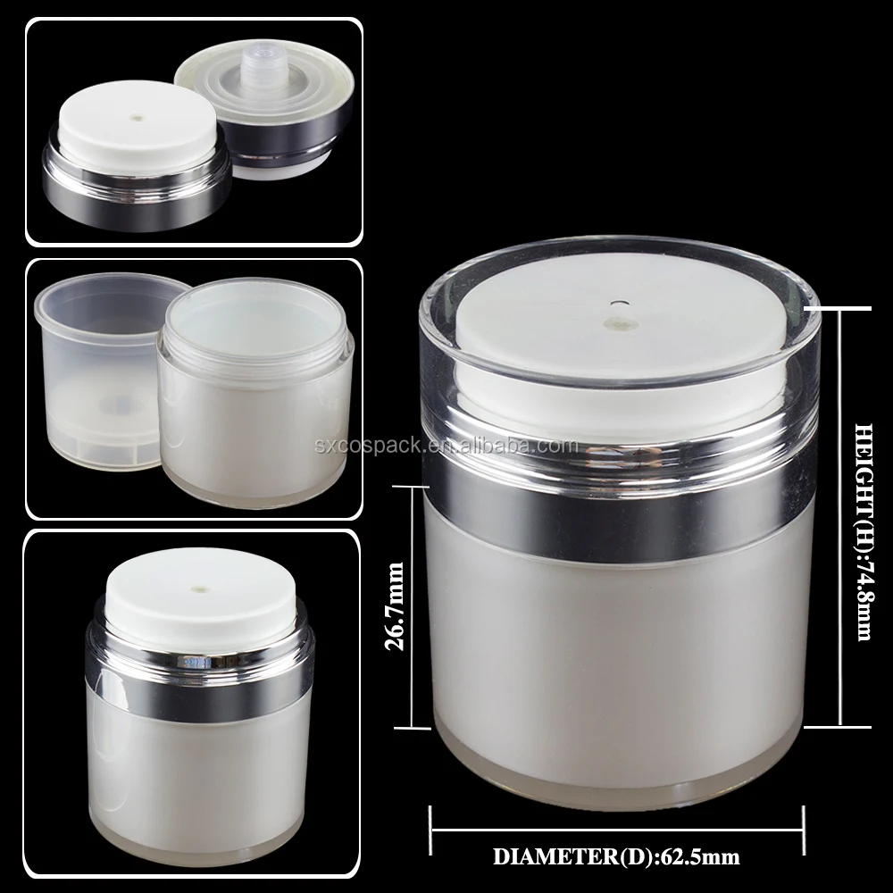 Wholesale Empty 1.7oz Airless Cream Jar,50ml Pearl White Airless Pump ...