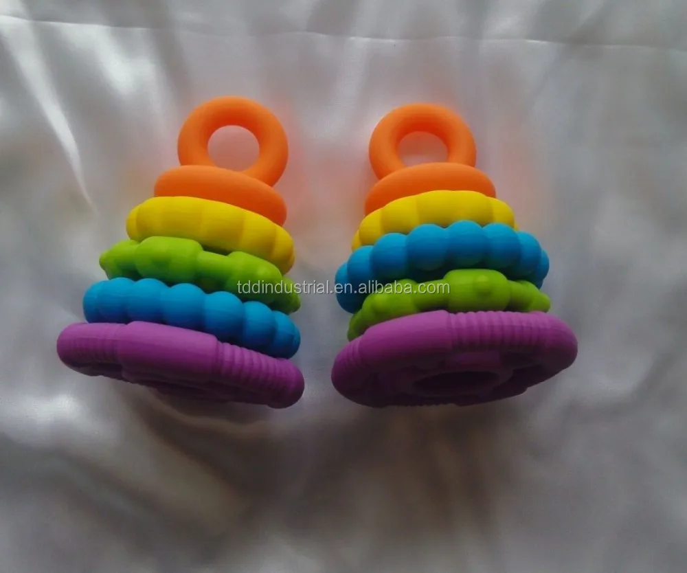 Rainbow Stacker Silicone Teether & Toy - Fun,Safe,Educational,Silicone ...