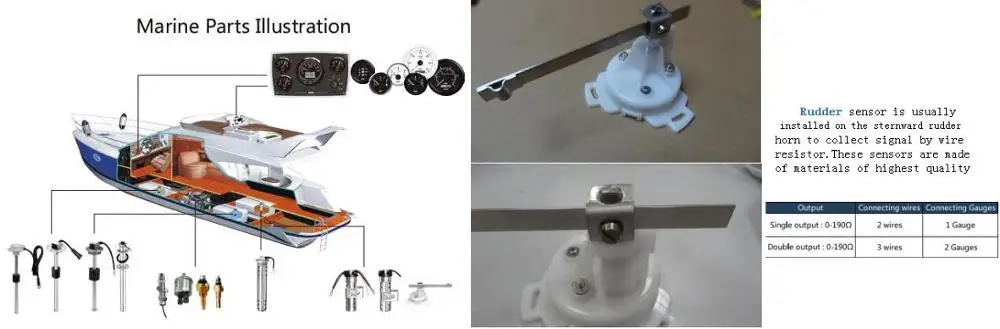 Marine-made 0-190 Ohm Marine Boat Stainless Steel Rudder Angle ...