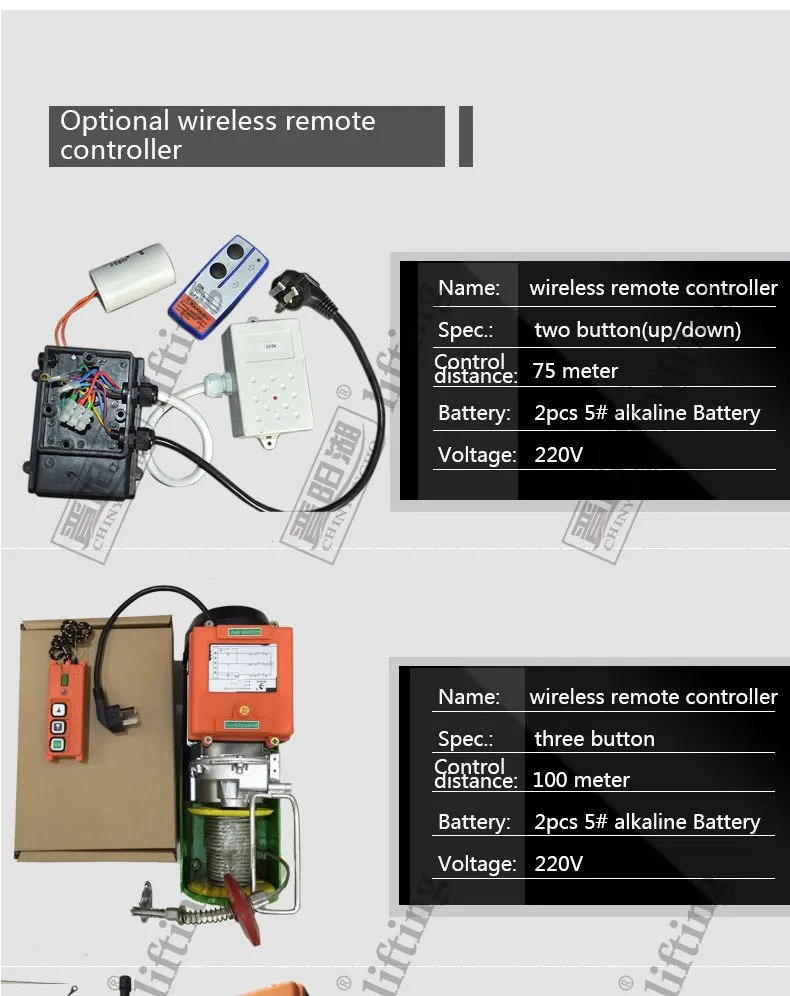 Wire Rope Mini Electric Motor Hoist 100kg/200kg With Monorail Trolley ...