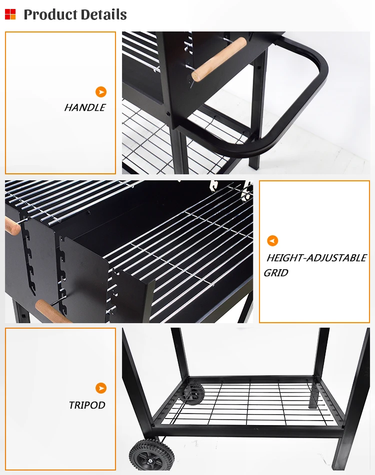 Patio Trolley Barbeque Forest Wood Burning Rectangle Charcoal Bbq Grill ...