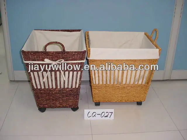 Willow Wicker Shopping Cart With 2 Wheels Wicker Shopping Baskets With ...