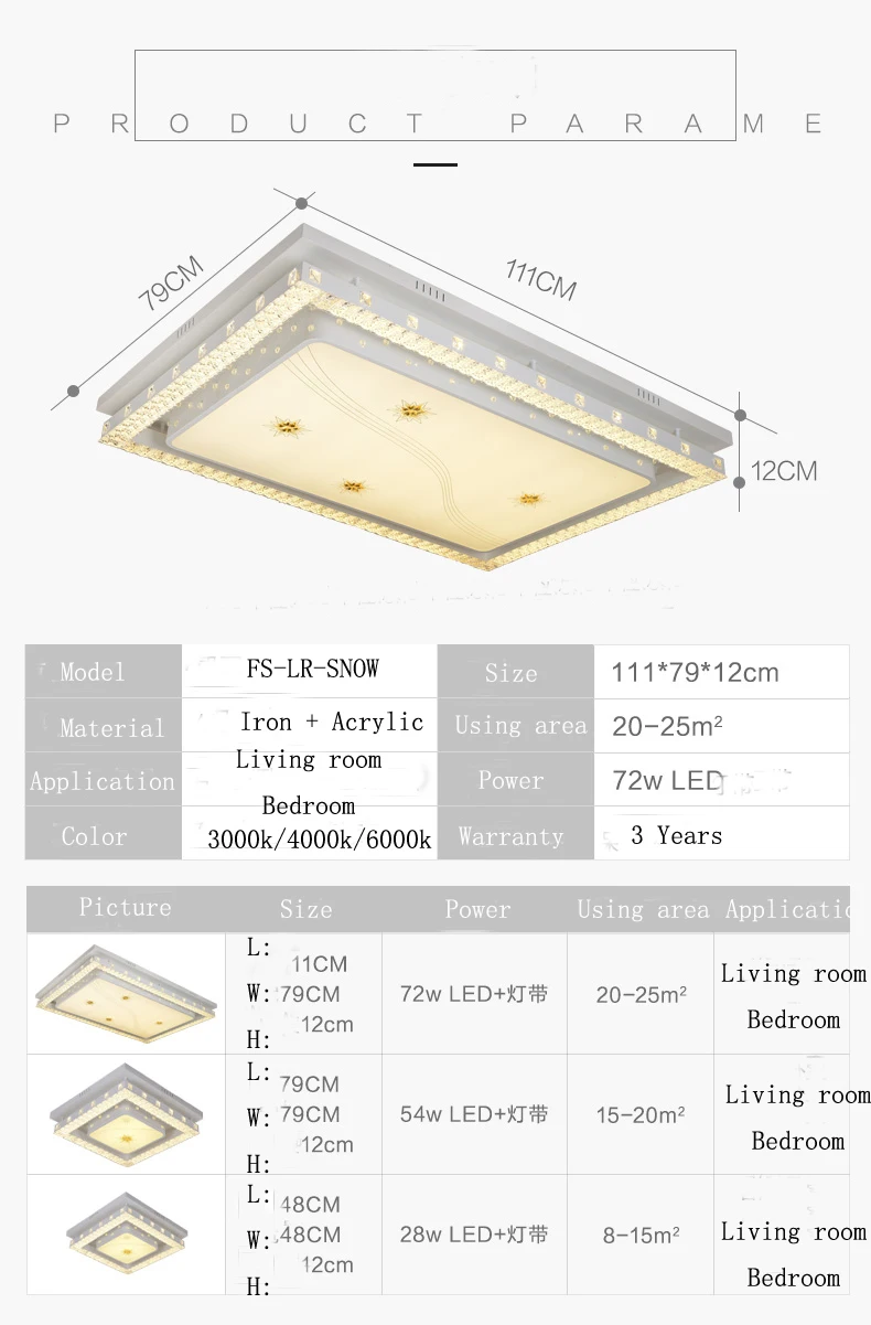 Modern Design Led Ceiling Light For Living Room Square Round Cct ...