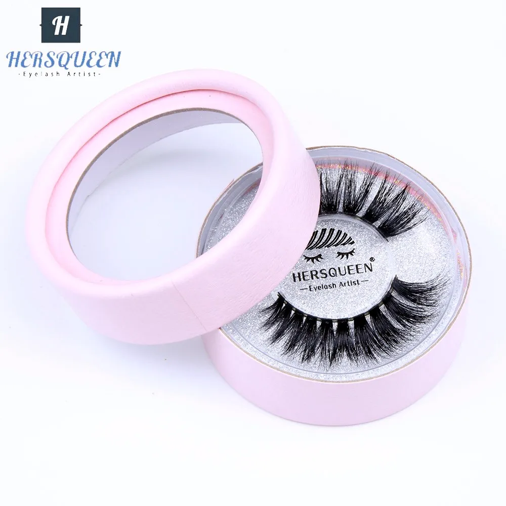 Private Label Box False Eyelash Package Custom Round Eyelash Pink 3d ...