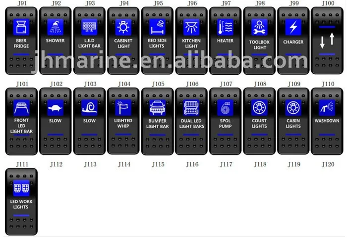 4x4 Custom Off Road Rocker Switch With Labels - Buy Off Road Rocker ...