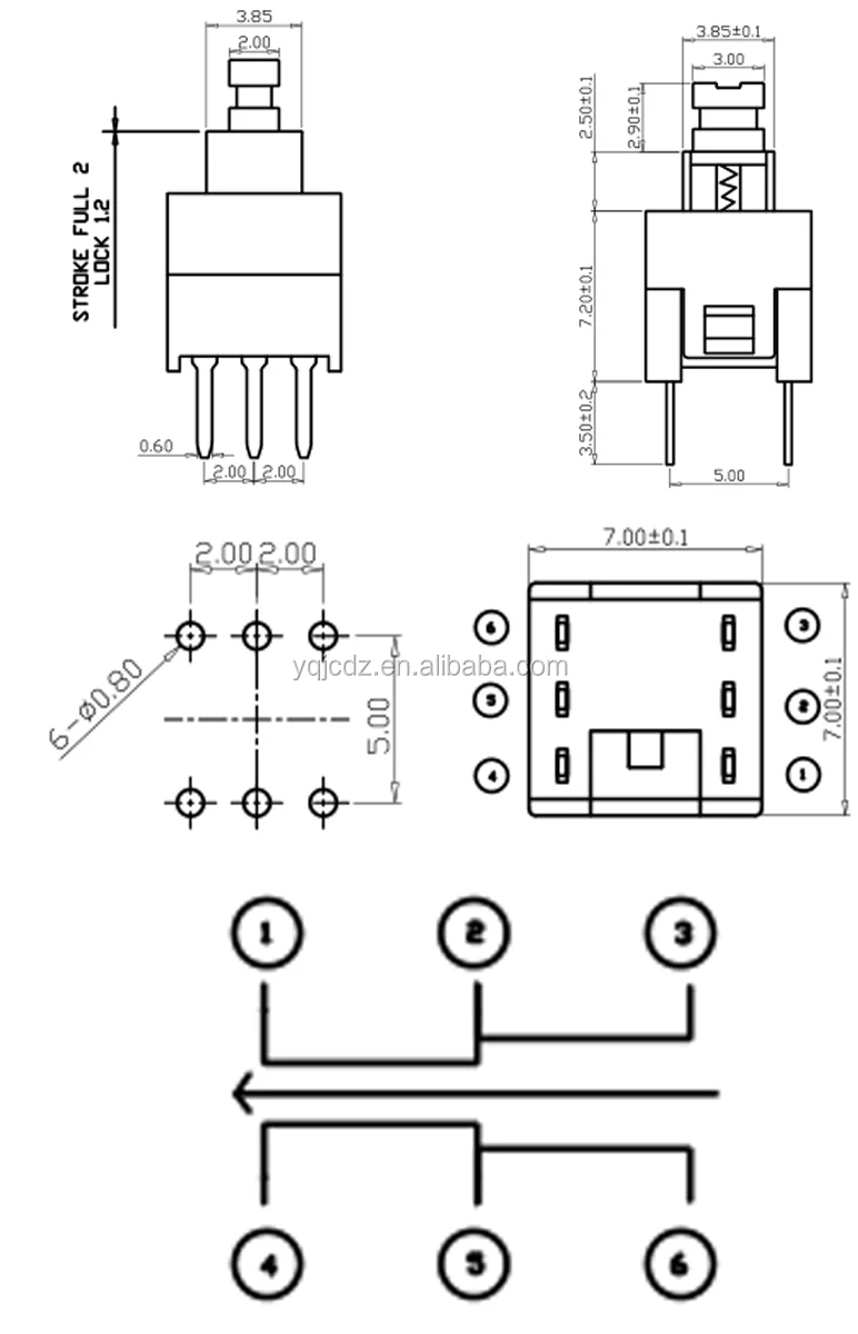 JC-KFT-7 Series 12V Latching Mini Tactile Push Button Switch