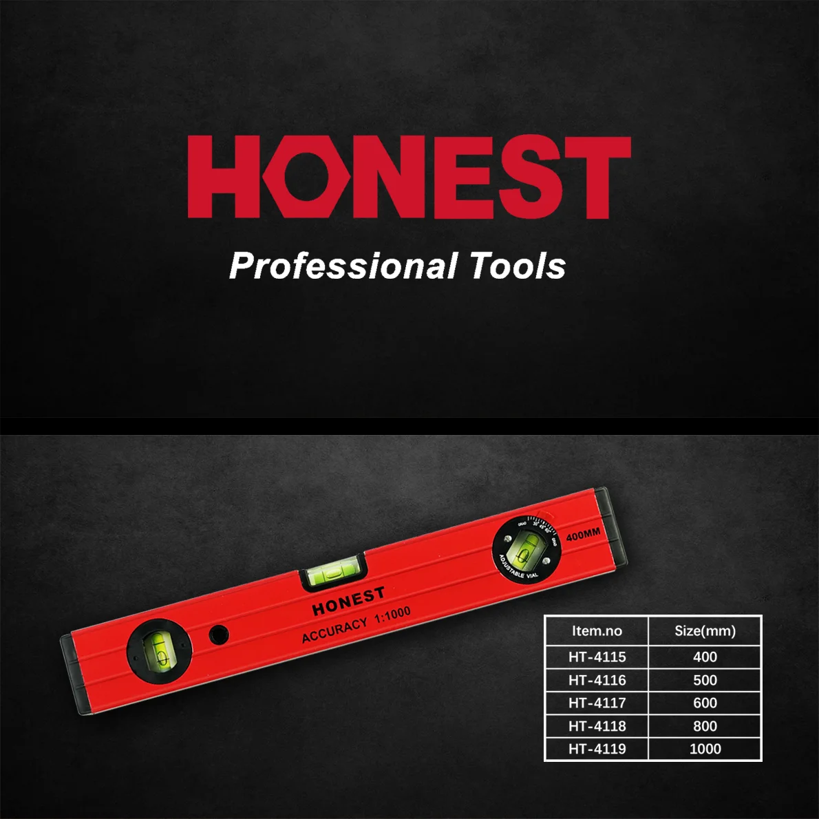 High Precision 400MM Aluminium Spirit Level with 3vial