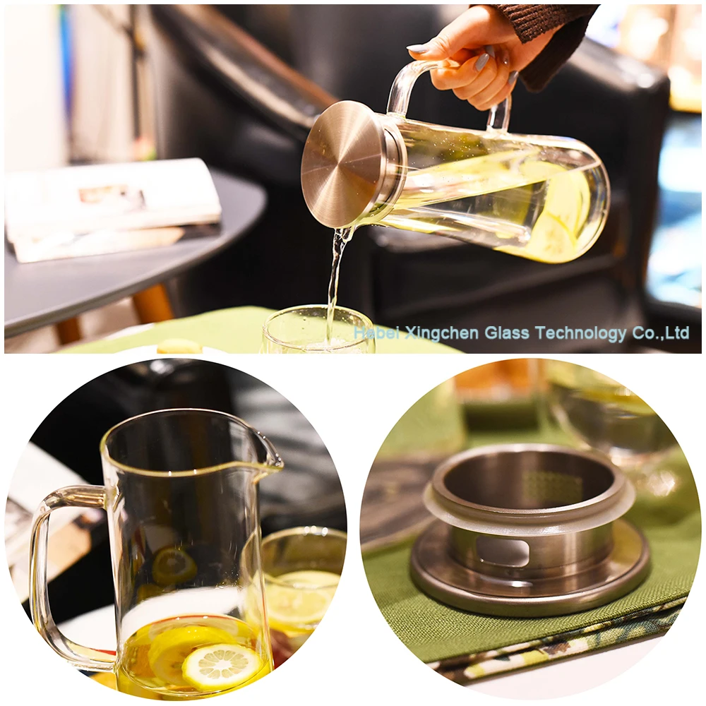 Wholesale Heat Resistant Water Glass Jar/pictcher With Stainless Steel ...