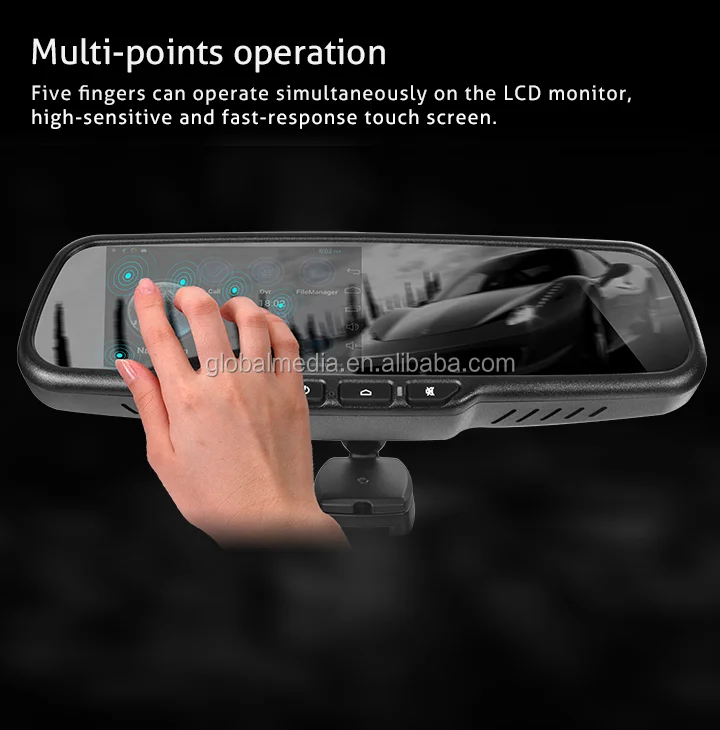 Rear View Mirror Dvr 1080p Camera Car Gps Navigator Android 5.0 Inch ...