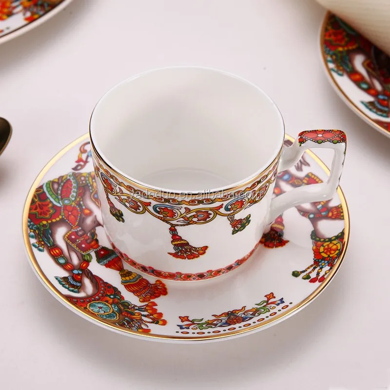 Arabic Royal Ceramic Horse Dinnerware Plates Set Luxury Porcelain
