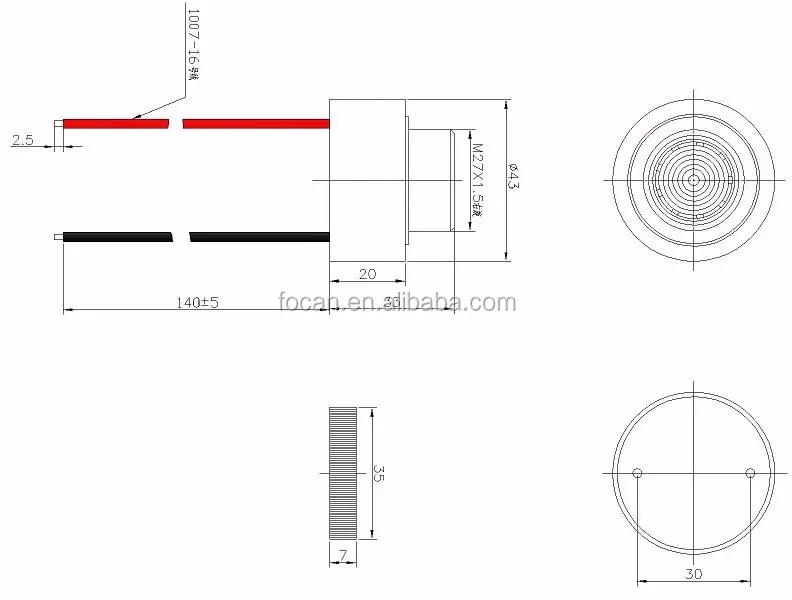24v 100db Piezo Buzzer With Wire ( Drive Circuit Built-in ) Hot Sale ...