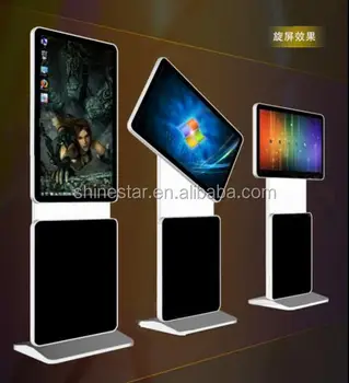32" Inch Led Floor Stand Rotating Totem Monitor Digital Signage Display ...