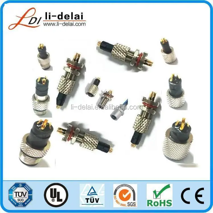 M5 Female 3pin Cable Plug Connector Molded With 5m Cable Circular ...