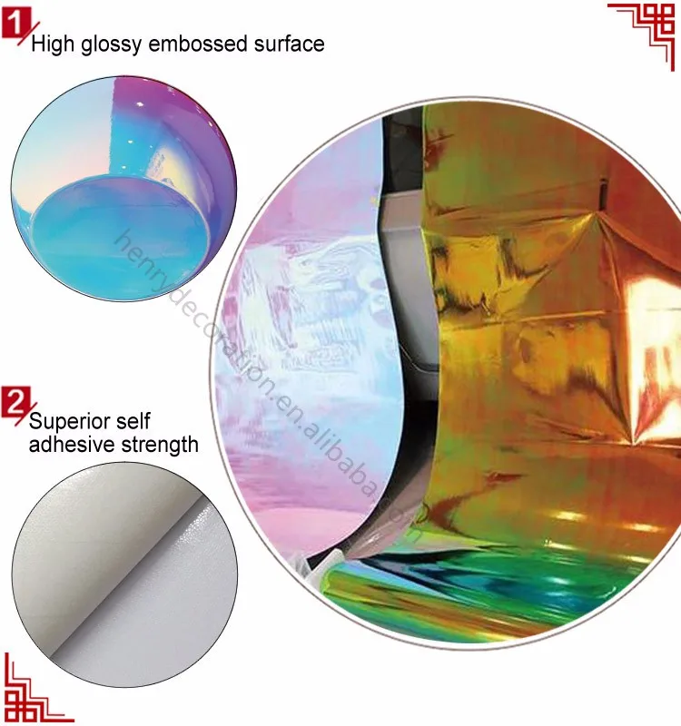 High Stretchable Reflective Car Body Protective Rainbow Chrome Wrap ...