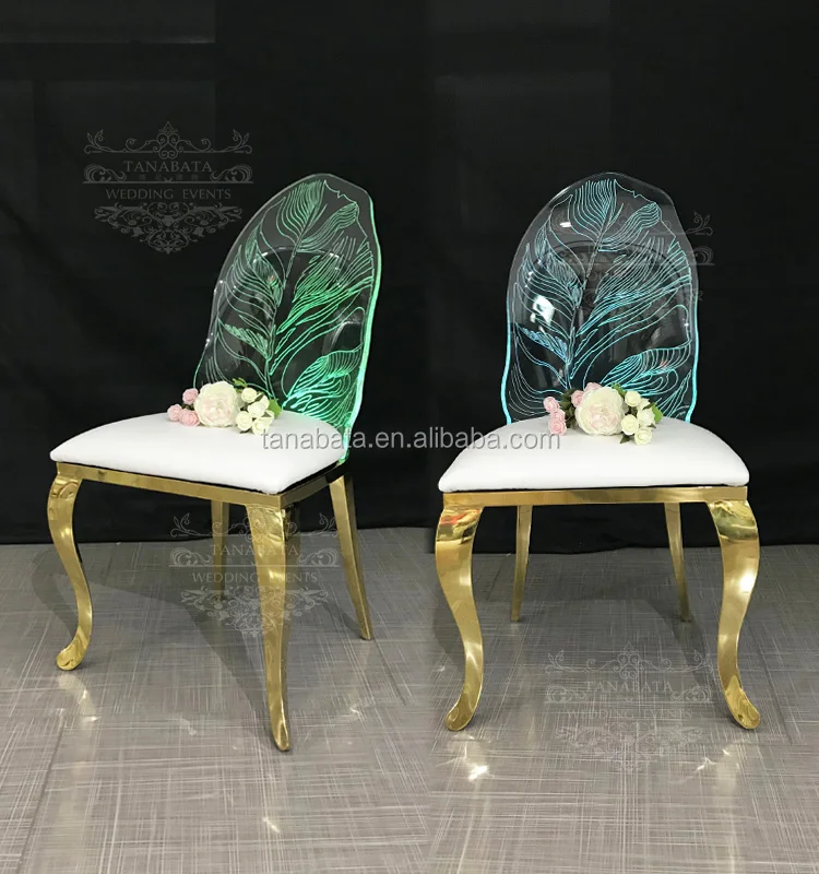 Gold Stainless Steel Legs Clear Acrylic Back Luminous Led Wedding ...
