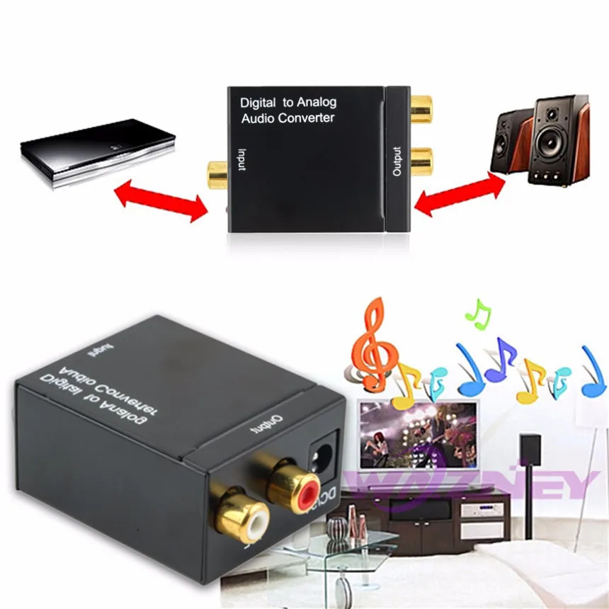 Digital To Analog Audio Converter Digital Adapter Optic Coaxial Rca ...