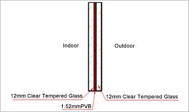 12mm Thick Tempered Glass - Durable and Clear Building Material