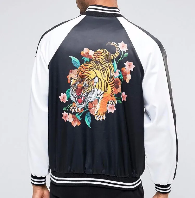 Custom Tiger Embroidered Bomber Jacket for Men - Personalized Design ...