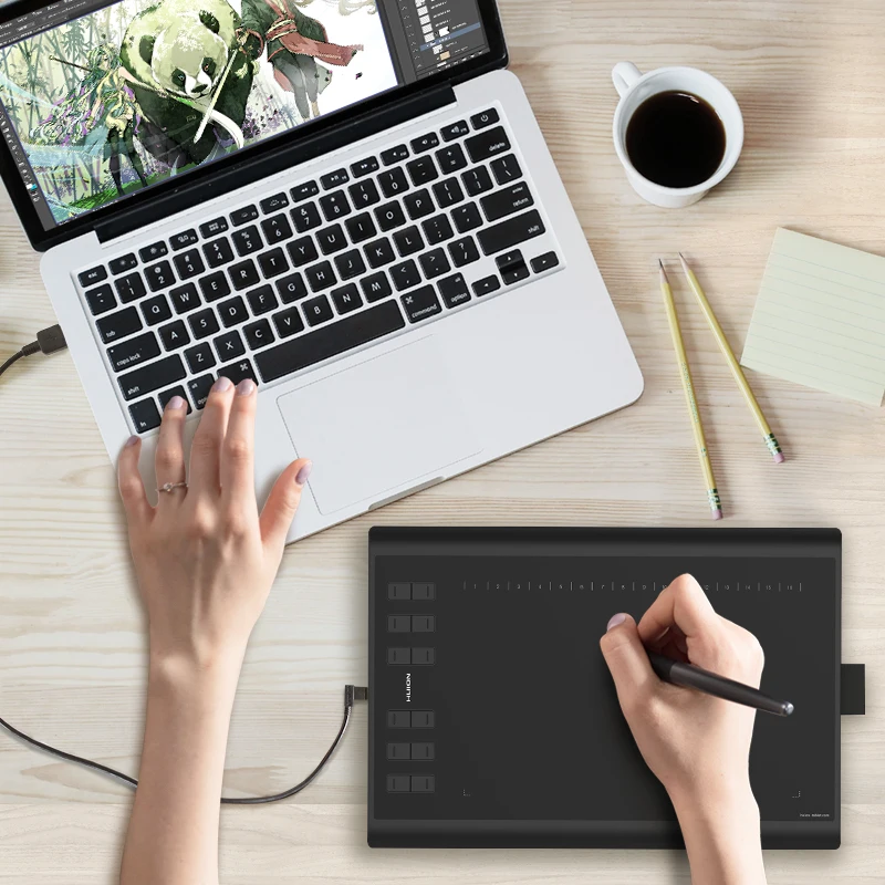 HUION 1060 Plus Drawing Tablet with Rechargeable Pen - 8192 Levels, 16 ...