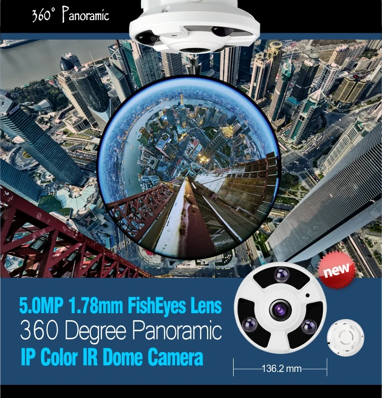 Ip Fish Eye 360 Degree Panoramic Ir Dome 2.0mp Full Hd 1080p 5mp Lens ...