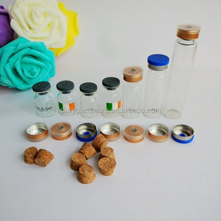 10ml Clear Glass Vials With Stoppers Flip Off Lids Caps 20mm Or Wooden ...