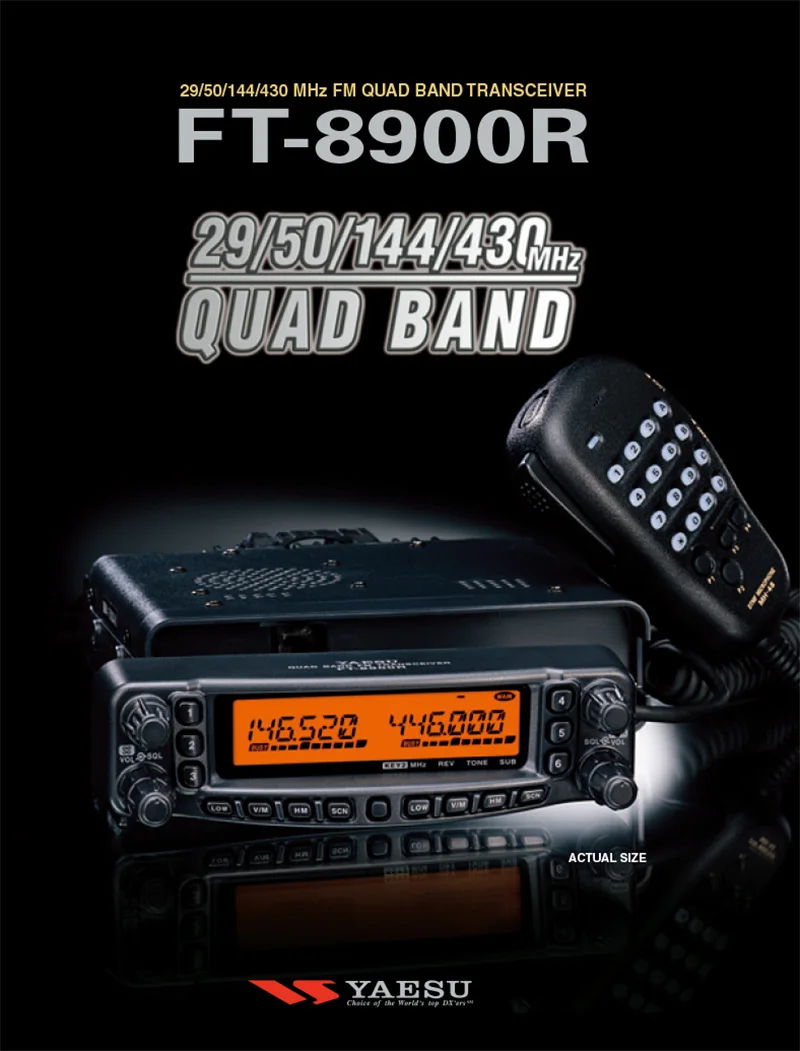 FT-8900R VHF UHF Mobile Radio - 50W Quad Display Walkie Talkie