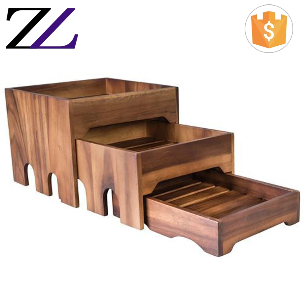 Tablecraft Buffetware Server 3 Piece Set Wood Bread Display Counters ...