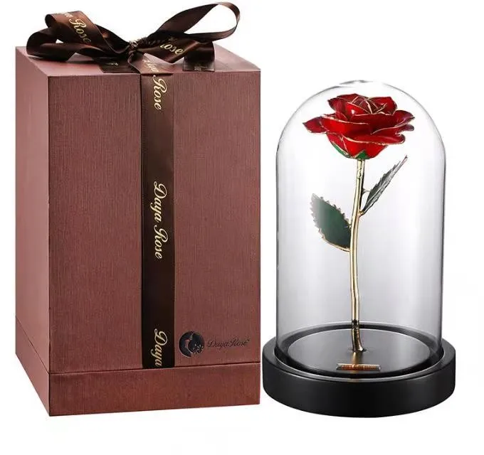 Real Rose Dipped In 24k Gold,Forever Preserved Long Stem Rose With ...